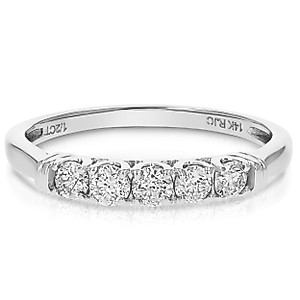 VIR JEWELS 1/2 cttw 5 Stone Diamond Ring Engagement Bridal in 14K White Gold Round Prong Size 6