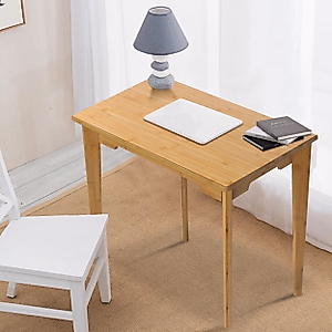 DOUSY- Small Bamboo Computer Desk Study Desk Home Office Desk Writing Table, Modern Study 27.5" Solid Multipurpose Table, for Living Room, Bedroom, Make Up, Natual Color