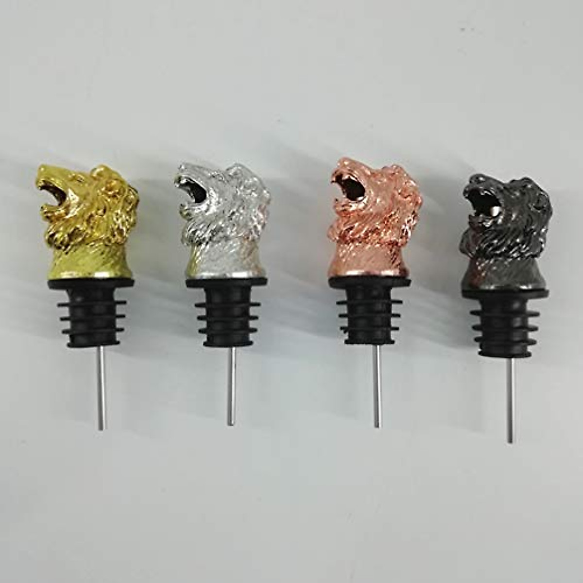Bottle Spout Wine Stopper Pourer Reusable Bottle Stopper Wine Spout Pourer Bottle Toppers for Stainless Steel Wine Pourer Lion Wine Stopper Glass Animals Wine Bottle Bracket