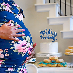 A Baby is Brewing Baby Shower Cake Topper, Boy or Girl First Birthday Cake Pick, Welcome Baby Sign, Kids 1st Birthday/Pregnancy Party Decor