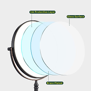 Nicesail Tabletop Makeup Mirror, Double-Side 1X-10X, 360 Swivel Cosmetic Mirror for Table Desk, No Light Oil Rubbed Bronze (8 Inch, 10X)