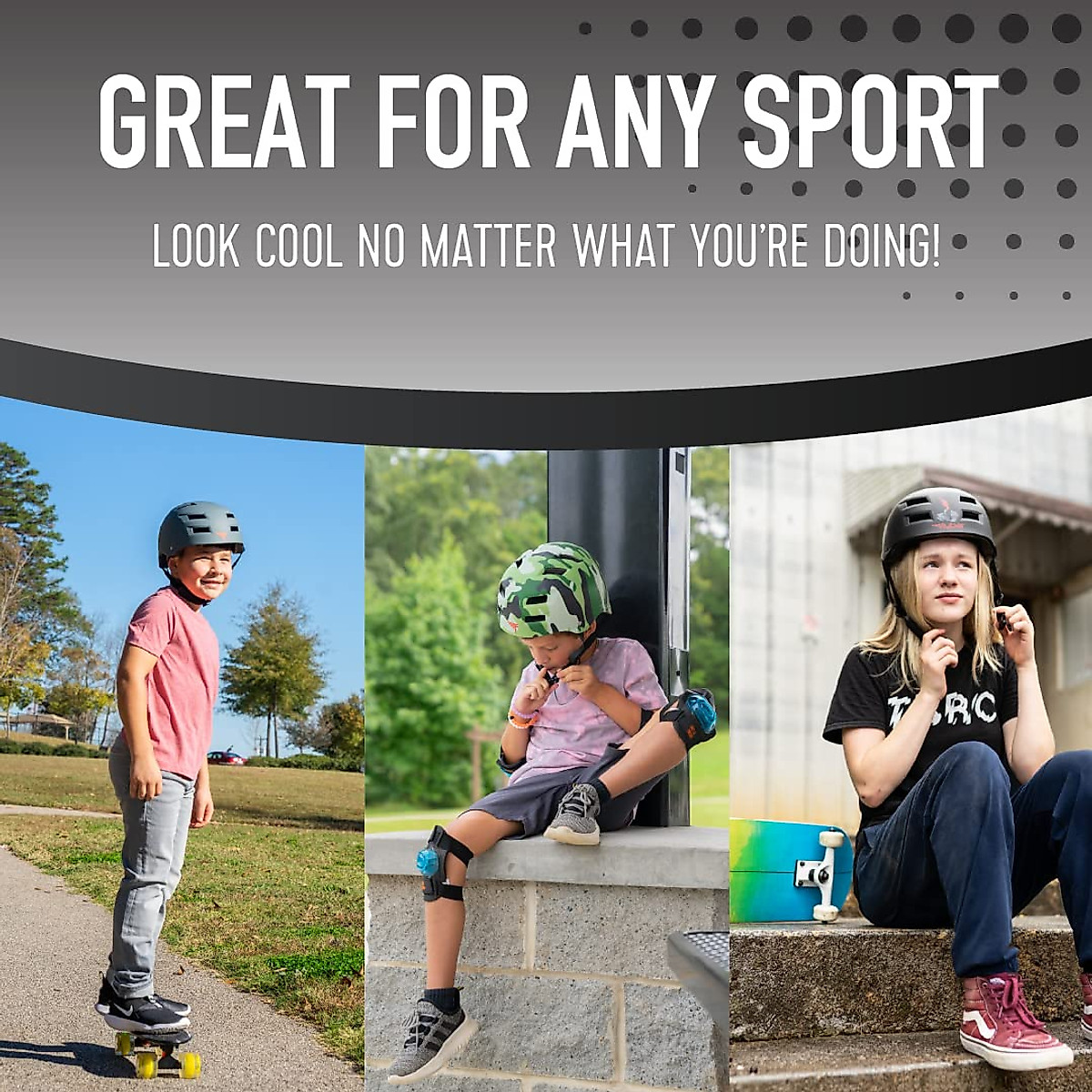 Flybar Bike Helmet- Multi Sport Dual Certified Adjustable Dial, Skateboard Helmet, Roller Skating, Pogo, Electric Scooter, Snowboard, Boys and Girls Kids- Adults Helmets (Blk,M-L)