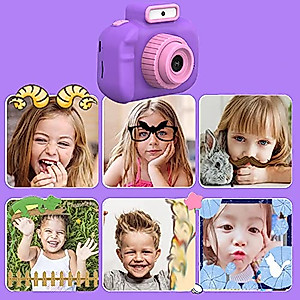 Portable Lightweight 1080P HD Children's Digital Camera, 4800 W Front and Rear,Video and Games,8xdigital Zoom,tf-Card Max 32g with Flashlight,800mah Battery,Gifts for Children (Purple)