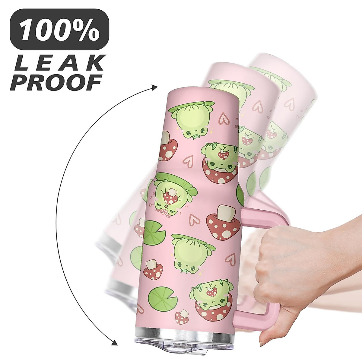 wxmbdzq 40 oz Frog Tumbler with Handle and Straw Lid,Leak Proof Travel Stainless Insulated Tumbler,Cup Holder Friendly,Perfect for Outdoor Travel Car and Sports