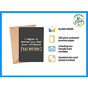 Funny 18th Birthday Card for men or women with envelope | Joke card for someone who is turning 18 years old | Original and unique present idea for son, daughter. | Your Childhood