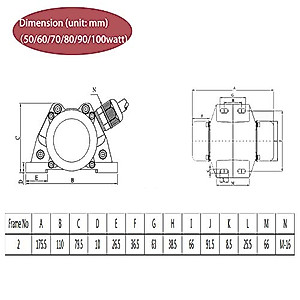 ATO AC 110V Concrete Vibrator Motor Adjustable Amplitude Low Noise Concrete Vibrating Motor Aluminum Alloy Vibrating Vibrators for Shaker Table,1 Phase 3600rpm with CE Certificate 100W