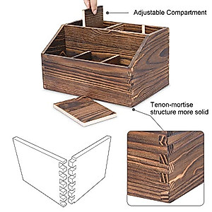 Wooden Kitchen Silverware Caddy, 7 Compartments Upgraded Cutlery Holder, Vintage Multi-Use Desktop Organizer for Home, Office…