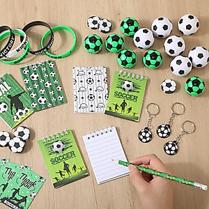 Colarr 195 Pcs Soccer Birthday Gifts Party Favors Gift Cups Pencils Mini Book Keychains Wristbands Stickers Thank You Cards Eraser Sharpener Mini Ball for Basketball Football Soccer Party