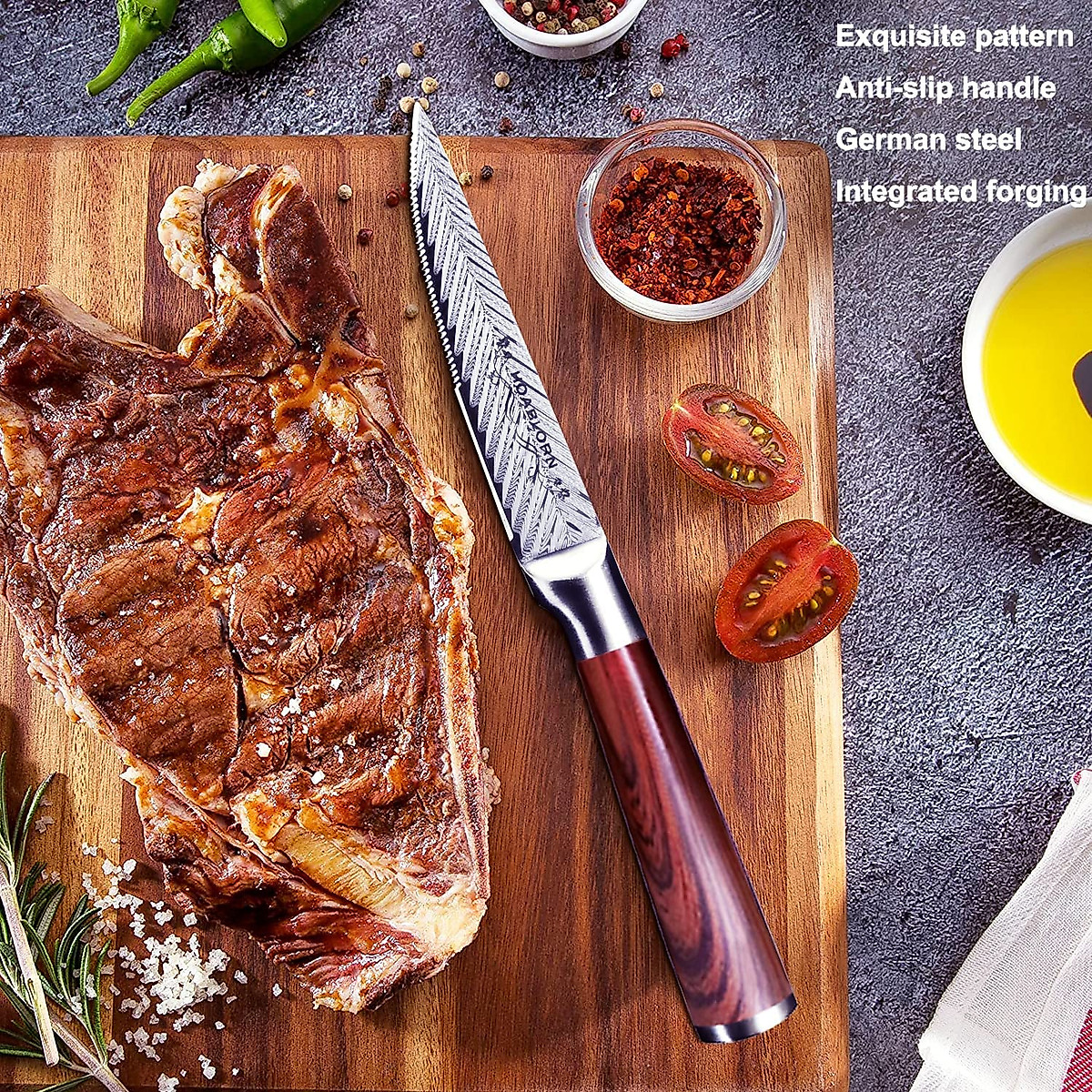 Knife Set with Block German Stainless Steel Forged Knife Block Set, Hoablorn Knife set for Kitchen Knife Set of 15 Pcs and 5Pcs Wine Set for Family Chefs Gifts…