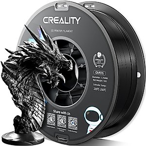 Official CR PETG 3D Printer Filament 1.75mm 1KG (2.2lbs), High Precision Strong Toughness, Odorless Better Flow Moistureproof 3D Printing Ender Filament (Black)