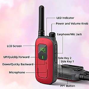 Radioddity FS-T3 Walkie Talkies for Adults Kids Long Range 4 Pack Rechargeable Walky Talky FRS Two Way Radio, 22 Channels License Free USB Charging with Flashlight Earpiece for Camping Hiking