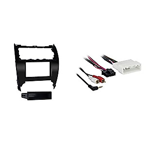 Metra 99-8232B 2012-Up Toyota Camry ISO Single/Double DIN Dash Installation Kit & Axxess AX-TOY28SWC Steering Wheel Controller Add-On Harness with RCA and 28-Pin Connector for Toyota Vehicles