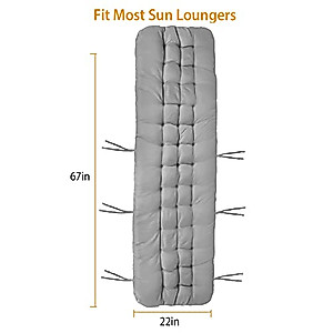 KOCASO 67x22in Chaise Lounger Cushion Patio Recliner Rocking Chair Sofa Mat Deck Chair Cushion