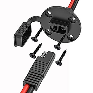 Kohree SAE Power Socket Sidewall Port Connector, 2 Pin SAE Quick Connect Solar Panel Flush Mount Connector Plug Cable Weatherproof 12AWG 13.2" w/ 8 Screws for Solar Generator Battery Charger, 2 Pcs