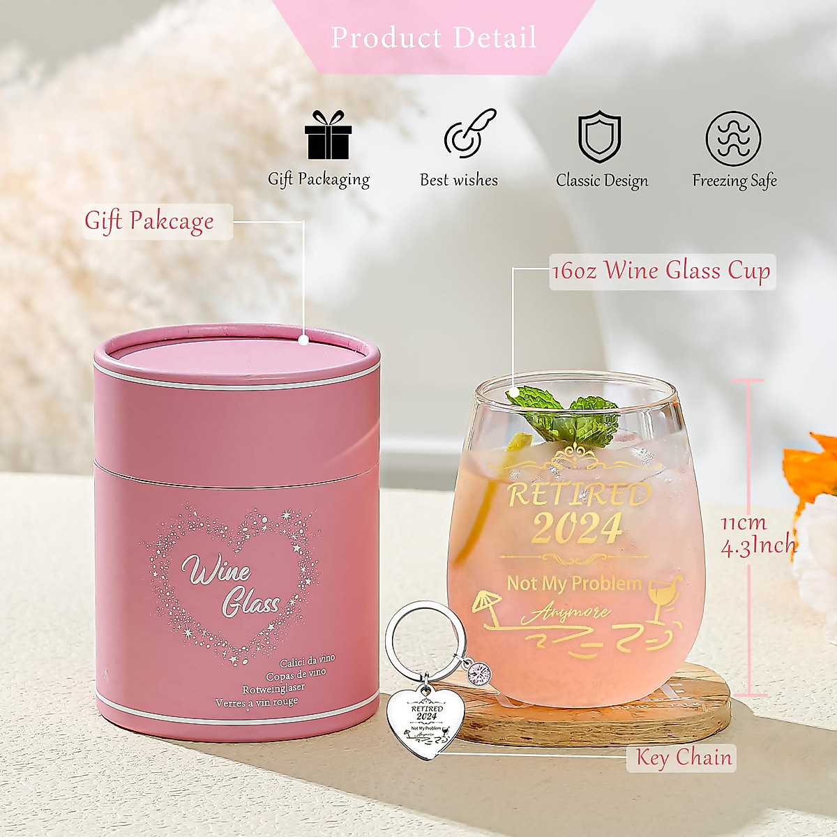 Best Retirement Gifts for Woman Men 2024 Thank You Leaving Gifts Retired Farewell Gifts for Coworkers Colleagues Stemless Wine Glass Cool Retirement Good Luck Gifts Happy Retirement Party Decorations