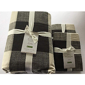 Pottery Barn Bryce Buffalo Check Duvet Cover Full/Queen & Two Standard Shams ~Charcoal~