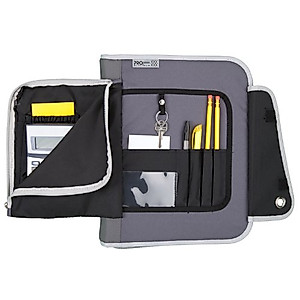 Mead 1-1/2Inch Zipper Binder, 3 Ring Binder, Heavy Duty, PRO Platinum, Gray/Black (72862)