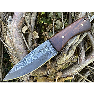 Perkin Hunting knife with Sheath Damascus Steel full tang BT11