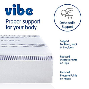 Vibe Gel Memory Foam 12-Inch Mattress with Bonus Mattress Protector| CertiPUR-US Certified | Bed-in-a-Box, Twin XL, White