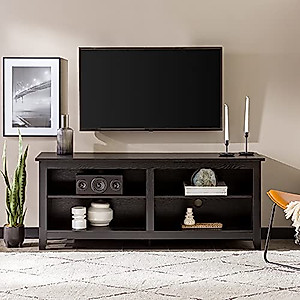 Walker Edison Wren Classic TV Console Entertainment Media Stand with Storage for Televisions up to 65 Inches, 58 Inch, Black