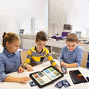 Trading Card Binder 4-Pocket for Trading Cards Holder Sleeves Portable Card Collector Book Fits 400 Cards with 50 Removable Sleeves Card Storage with Zipper Holder