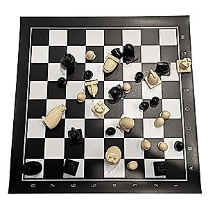 Yushifa Portable Chess Sets Personalized Chess Set Roll-up Travel Chess Set Games with Chess Piece Tote Bag Black and White Chess Pieces for Adult 20x20in Chess Board Game