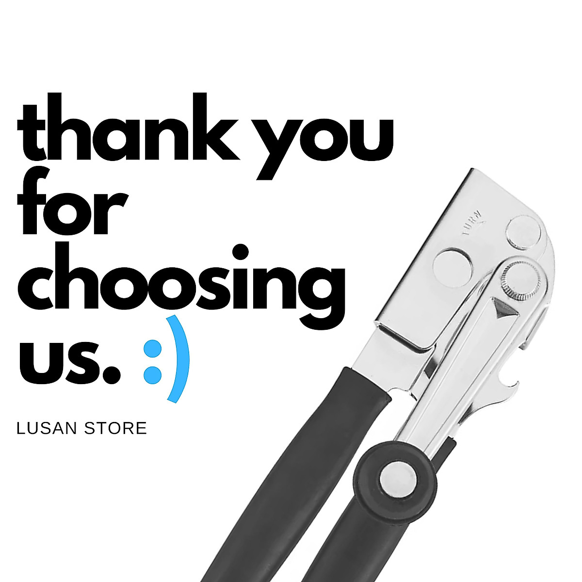 LUSAN STORE Crank Handle Commercial Can Opener - Heavy Duty Manual Can Opener with Ergonomic Cushioned Non-Slip Handles, Smooth Edge with Stainless Steel Blade
