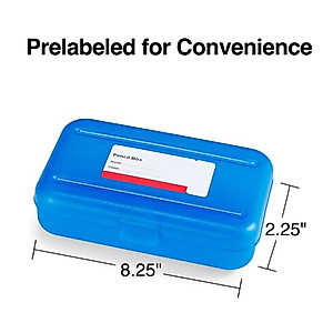 1InTheOffice Pencil Box, Translucent Blue, Plastic School Pencil Boxes, 4 Pack