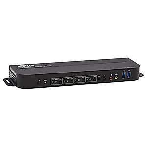 Tripp Lite 4 Port DisplayPort USB KVM Switch, Quad Port DP USB KVM Switch, 4K 60 Hz, HDR, HDCP 2.2, DP 1.4, USB 3.0 Cables, Black (B005-DPUA4)