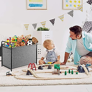 HOUSE AGAIN Kids Toy Box With Lid Toy Chest - Large Toy Chest for Kids Girls Boys, Playhouse Nursery Bedroom 26.26" L x 21.10" H x 13.00" W