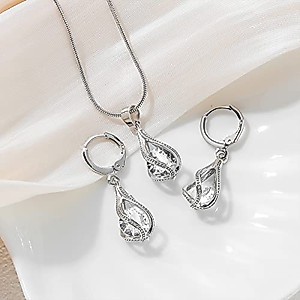 IFKM silver Jewelry Sets for women girls Rhinestone Crystal CZ Bridal Bridesmaid Accessories Necklace Earrings set for Wedding Prom Anniversary Birthday Gifts (White)