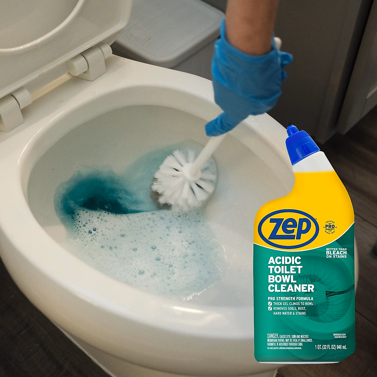 Zep Acidic Toilet Bowl Cleaner - 32 oz (Case of 4) - ZUATBC324 - Experience the Ultimate Cleaning Power with Our 2x Thicker Clinging Formula, Designed to Deliver a Professional-Quality Clean