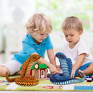 Sosation 3 Pcs Snake Stuffed Animal 43 Inches Cobra Snake Plush Toy Large Realistic Snake Stuffed Animal Toy with Red Tongues Python Stuffed Dolls Gifts for Children Kids