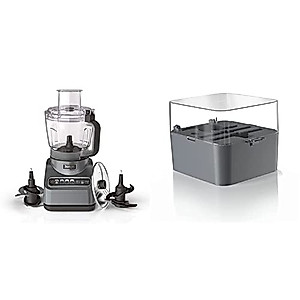 Ninja BN601 Professional Plus Food Processor, 1000 Peak Watts, 4 Functions, 3 Blades, Food Chute & Pusher, Silver & XSKNF70SBX Professional XL Food Processor Storage Box, Gray, Large