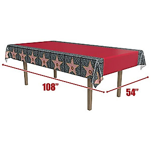 Beistle Carpet "Star" Tablecover, 54 by 108-Inch, Red