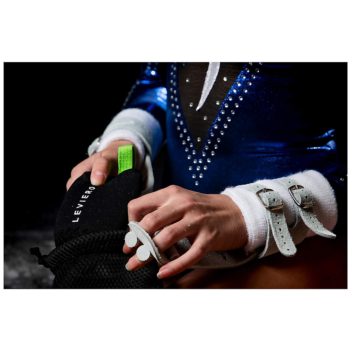 LEVIERO Gymnastics Grips Set, Grips for Gymnastics Girls, Dowel Grips with Soft Leather, Double Buckle Wrist Closure, and Adjustable Finger Holes, for All Ages - (White, 2)