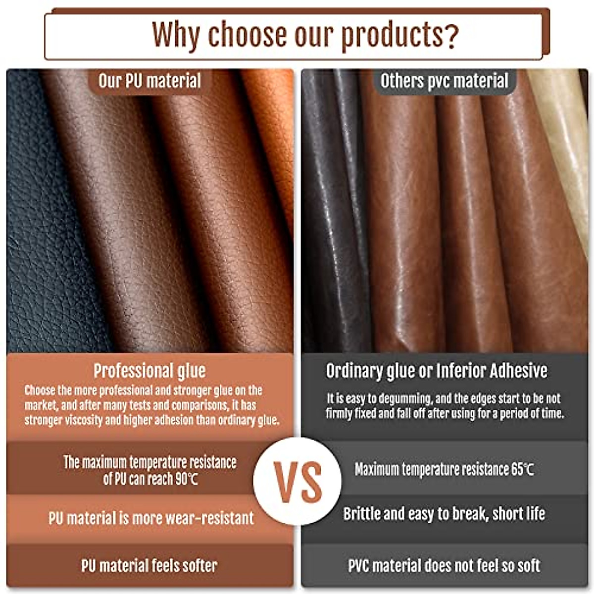woefste Leather Repair Patch, 17X79 inch Repair Patch Self Adhesive Waterproof, Reupholster Leather Tape for Furniture Couch Chairs Car Seat (Dark Brown)