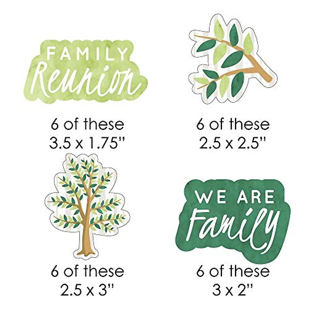 Family Tree Reunion - Paper Straw Decor - Family Gathering Party Striped Decorative Straws - Set of 24
