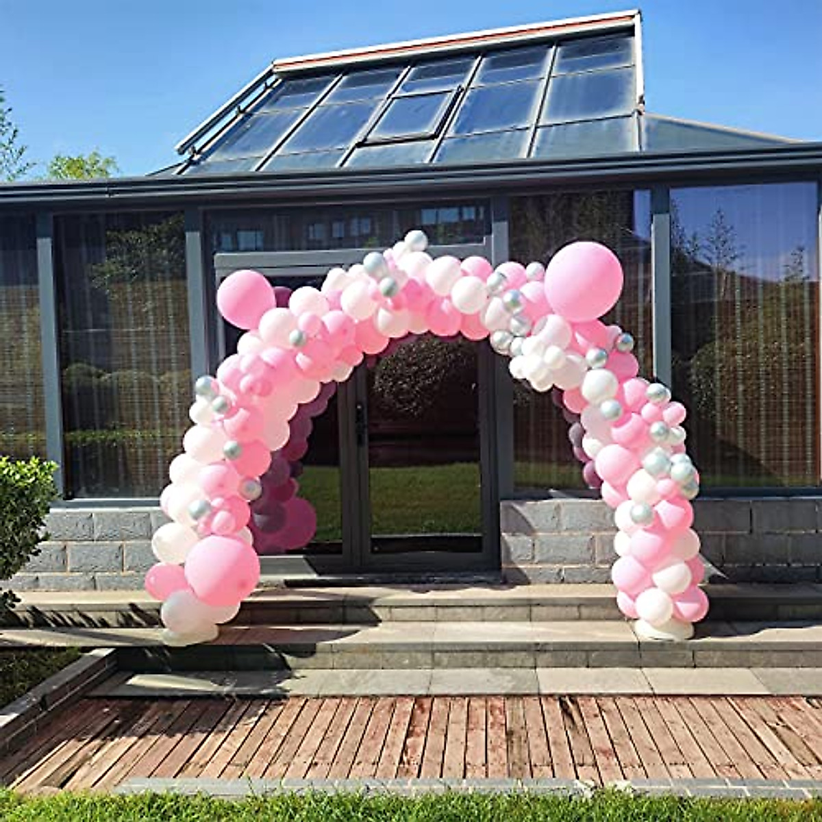 151 Pcs Pink and Silver Balloon Arch Garland Kit, Mothers Day Balloons Garland Kit 5" 12" 18" Light Pink White Silver Balloons Party Decorations.…