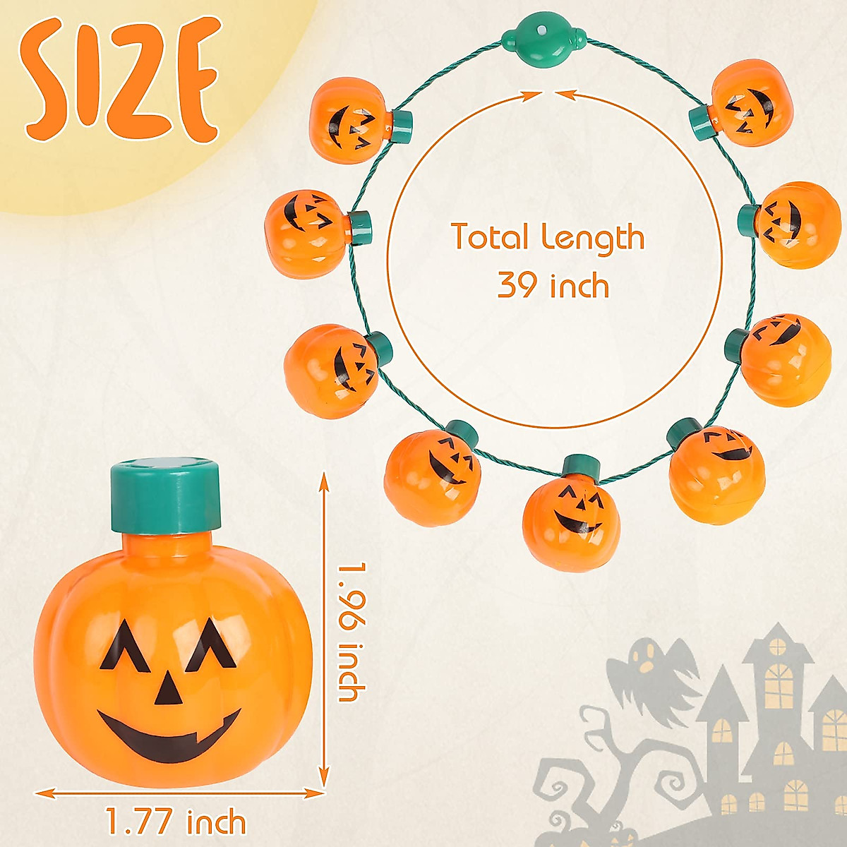 FUTUREPLUSX Pumpkin Light-up Necklace, 2 PCS Halloween Pumpkin Necklace Flashing Light Up Pumpkin Halloween Necklace