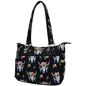 NGIL Quilted Cotton Shoulder Bag (Bull Skull Black)