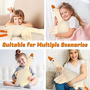 Qpewep 30" Goose Stuffed Animal Weighted Plush Toy 3.2Ibs White Swan Throw Soft Plush Sleeping Pillow Stuffed Animal Toys for Kids Gifts