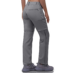Outdoor Ventures Women's Convertible Pants, Quick Dry Hiking Zip-Off Pants, Stretch Lightweight Cargo Pants Grey