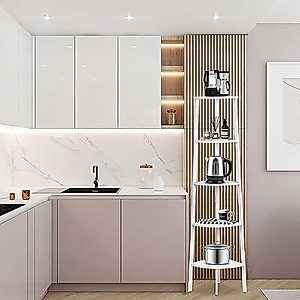 BIGTREE 5-Tier Corner Ladder Shelf Shelving Unit 62.32” Tall Corner Bookcase Storage Display Organizer Storage Stand Multipurpose Bookshelf and Plant Stand for Home Office(White)