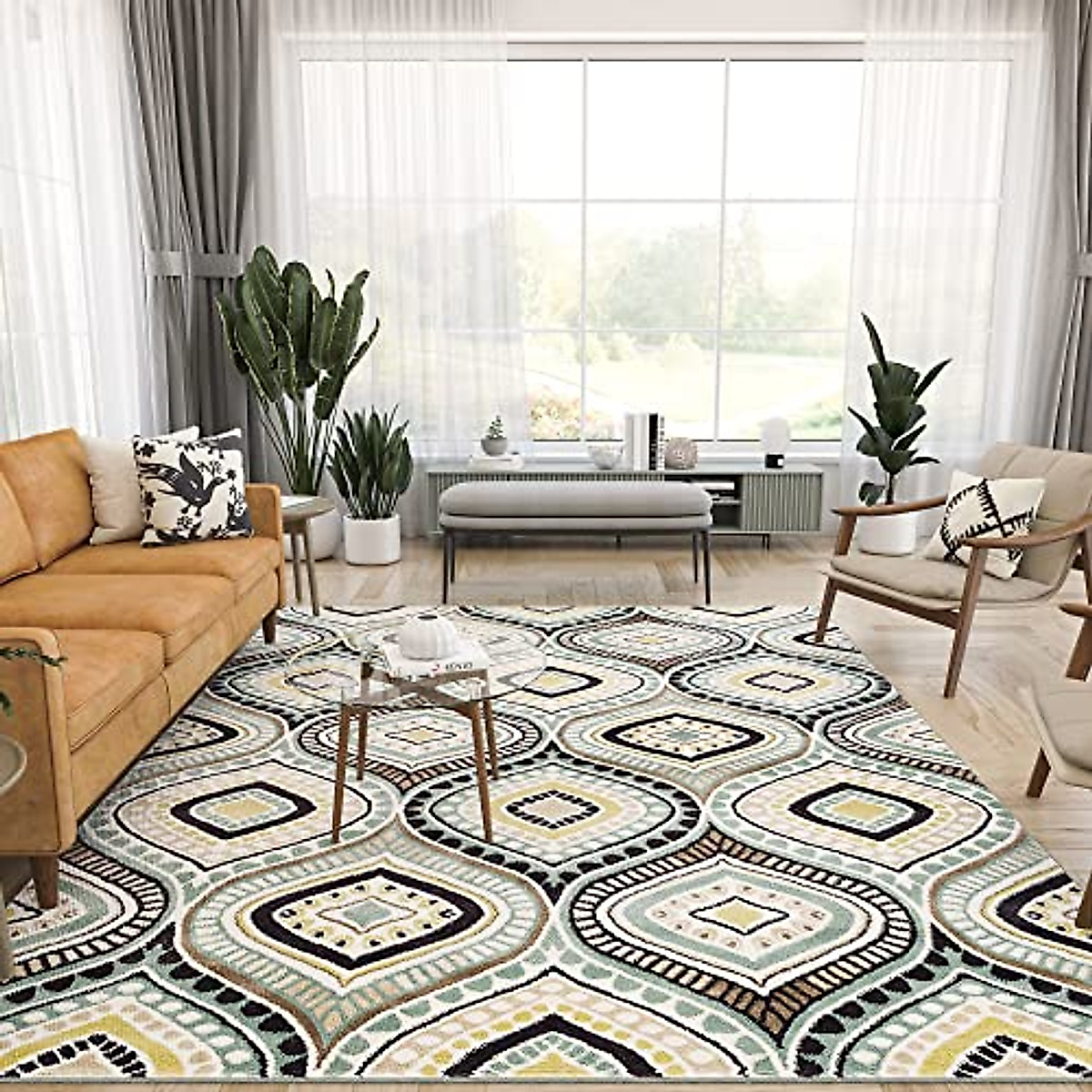 Aurora Large 7x10 Area Rug 7x10 - Indoor Area Rugs for Living Room - Dining Room Rug - Bedroom Rug - Kitchen Rug - Entryway Rug Contemporary Carpet - Alfombras para Salas Modernas Grandes