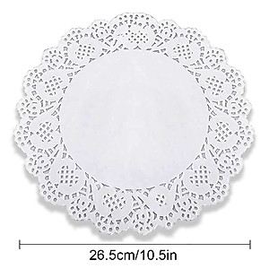 100PCS White Lace Paper Doilies for Wedding, Birthday, Cakes, Desserts, Light Brown Doilies for Food, Formal Events（10.5 inch Round ）