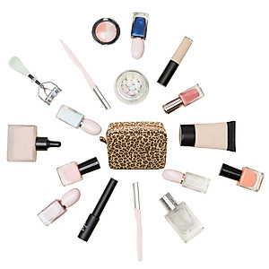 JIU HONG CHAO Leopard Cosmetic Bags Big Cheetah Print Makeup Bag Lightweight Canvas Travel Toiletry Purses Accessories Organizer Pouch Gifts for Women