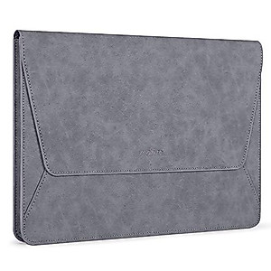 MOSISO Laptop Sleeve Compatible with MacBook Air/Pro, 13-13.3 inch Notebook,Compatible with MacBook Pro 14 inch 2023-2021 M2 A2779 A2442 M1, PU Leather Ultra Slim Flap Style Protective Case,Space Gray
