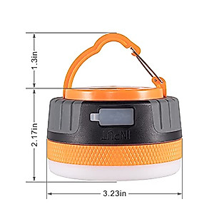 LIT-PaTH LED Camping Lantern, Rechargeable Light with Magnet Base, 2200 mAh, Survival Kit for Emergency, Hurricane, Outage, Medium Orange, 1 Pack