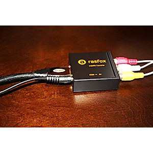 Rasfox Powered HDMI to AV/RCA Converter, 1080p HDTV HDMI to Composite RCA Audio Video A/V CVBS Adapter Converter Box with Power Adapter, High-end Metal Box with 1 Year Warranty